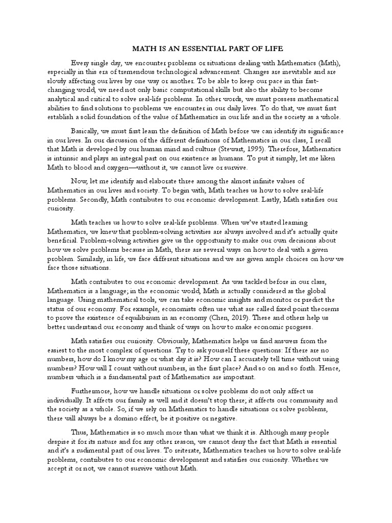 The Essential Role of Mathematics | PDF | Teaching Mathematics ...