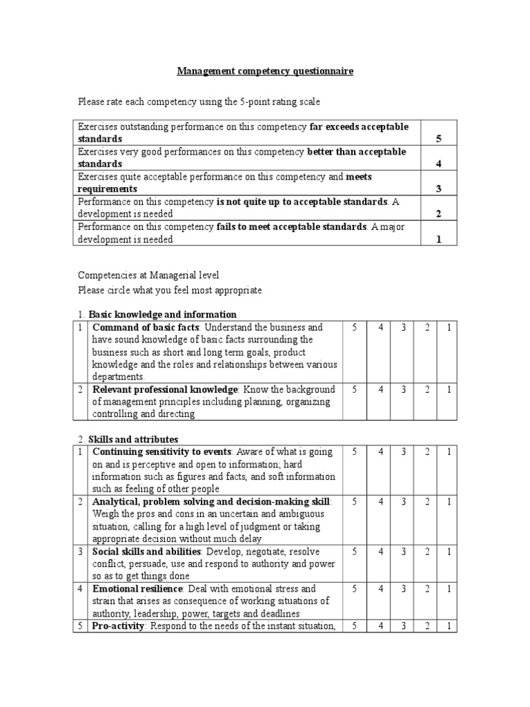 Managerial Competency Scale | PDF | Competence (Human Resources) | Feeling