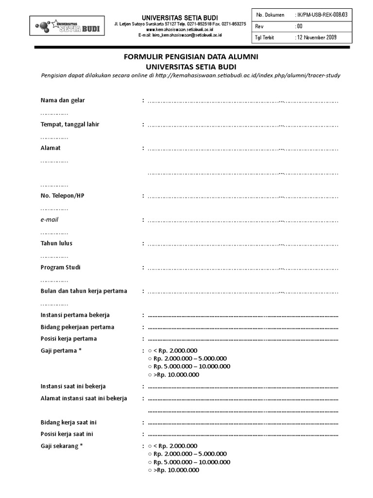 1 FORM - TRACER - ALUMNI REVISI APRIL 2018kosong | PDF