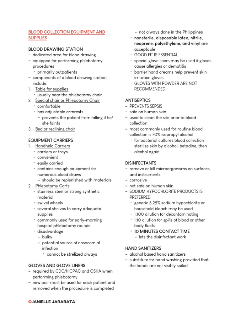 Blood Collection Equipment, Additives, and Order of Draw PDF | PDF ...