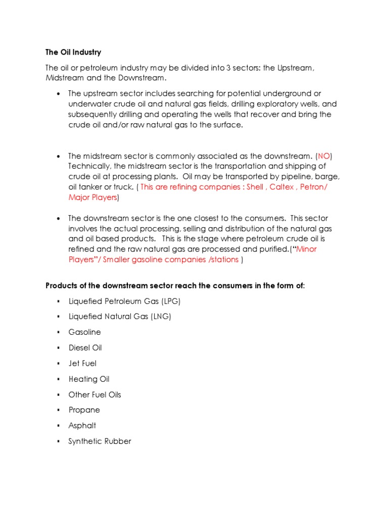 Oil Industry Notes | PDF | Petroleum | Natural Gas