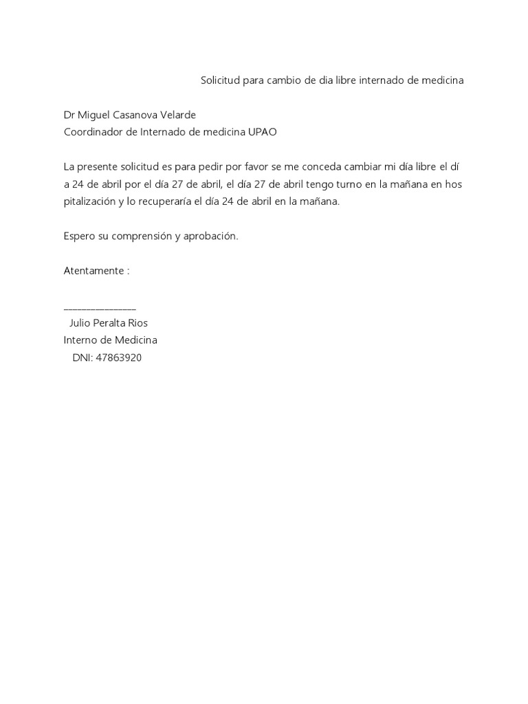 Solicitud Día Libre Cambio | PDF