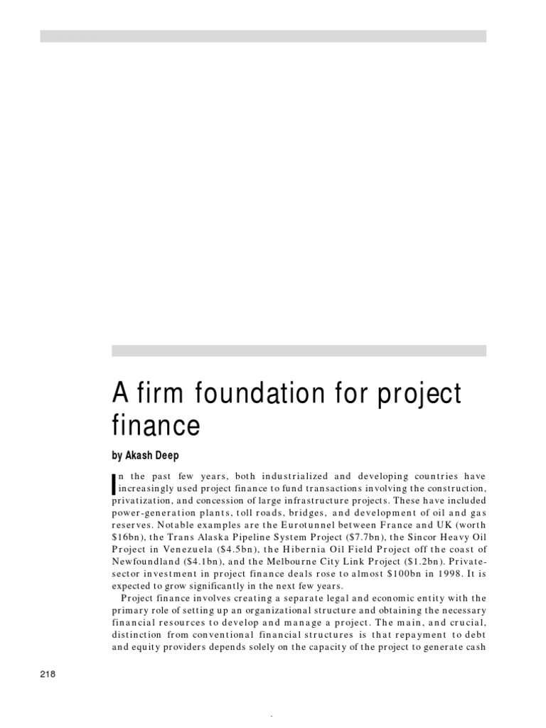 A Firm Foundation For Project Finance | PDF | Project Finance | Debt