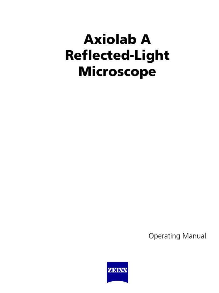 Axiolab A Reflected-Light Microscope: Operating Manual | PDF | Aperture ...