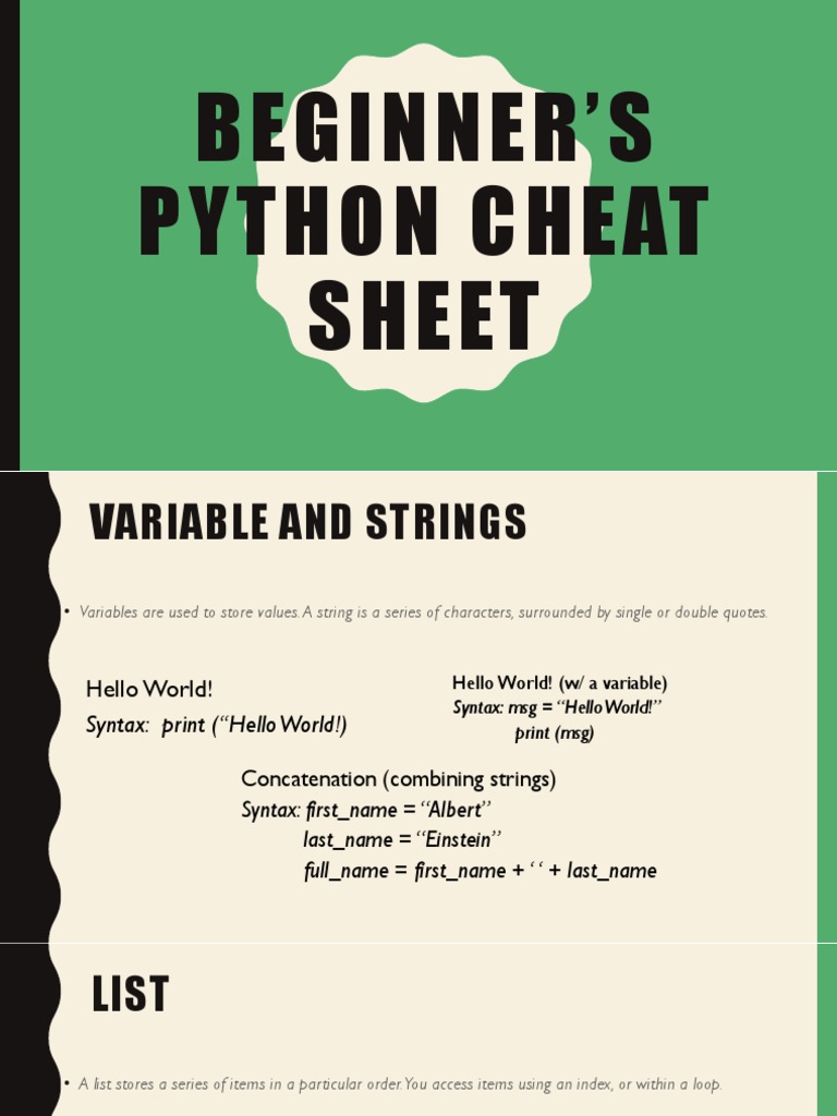 LECTURE 5 Cheat Sheet Python | PDF | Software | Software Development