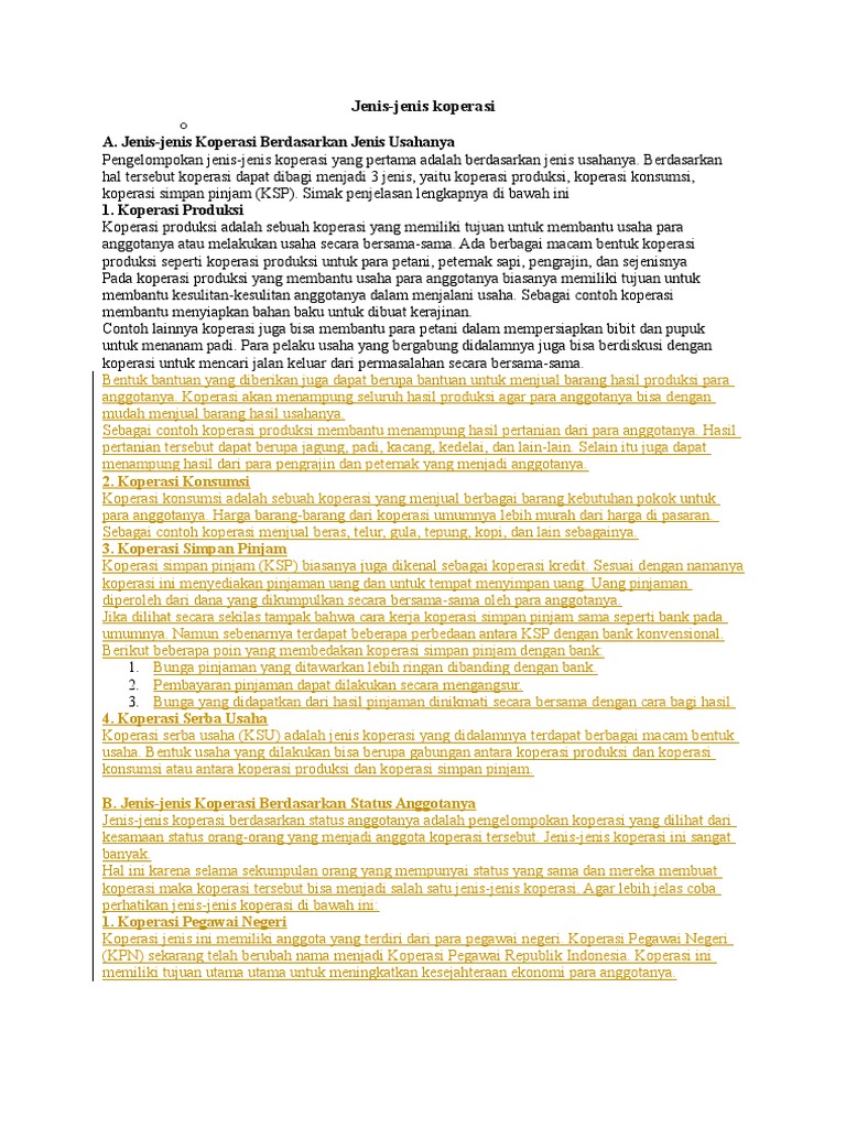 Jenis Jenis Koperasi | PDF