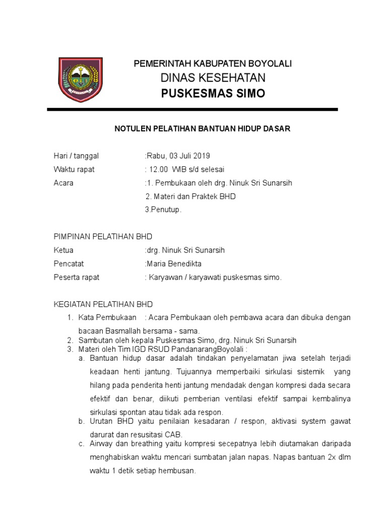 Notulen Pelatihan BHD Revisi | PDF