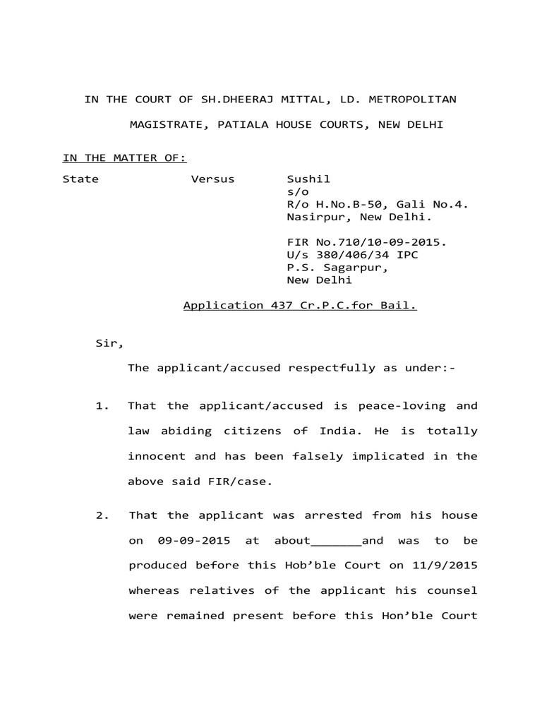 Bail Application 437 Cr.P.C. | PDF | Bail | Virtue Bail Application 437 Cr.P.C. | PDF | Bail | Virtue