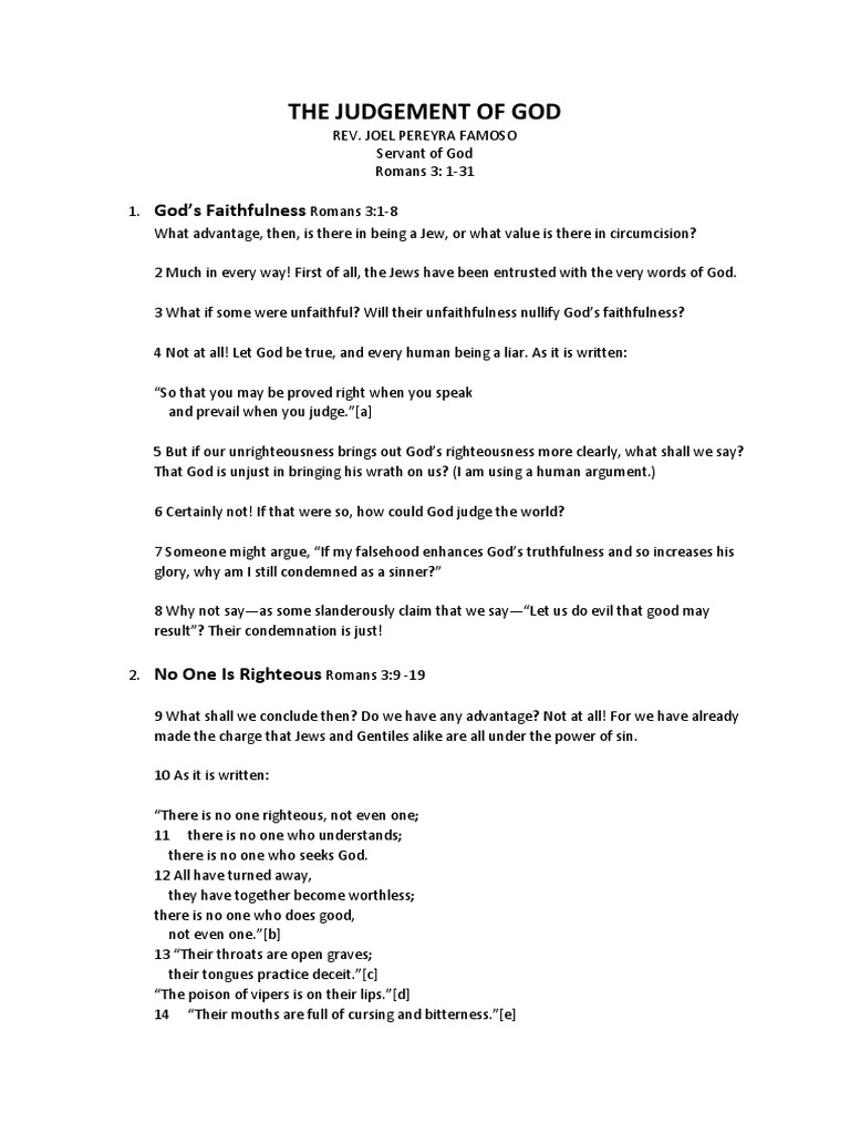 The Judgement of God | PDF | Epistle To The Romans | Last Judgment