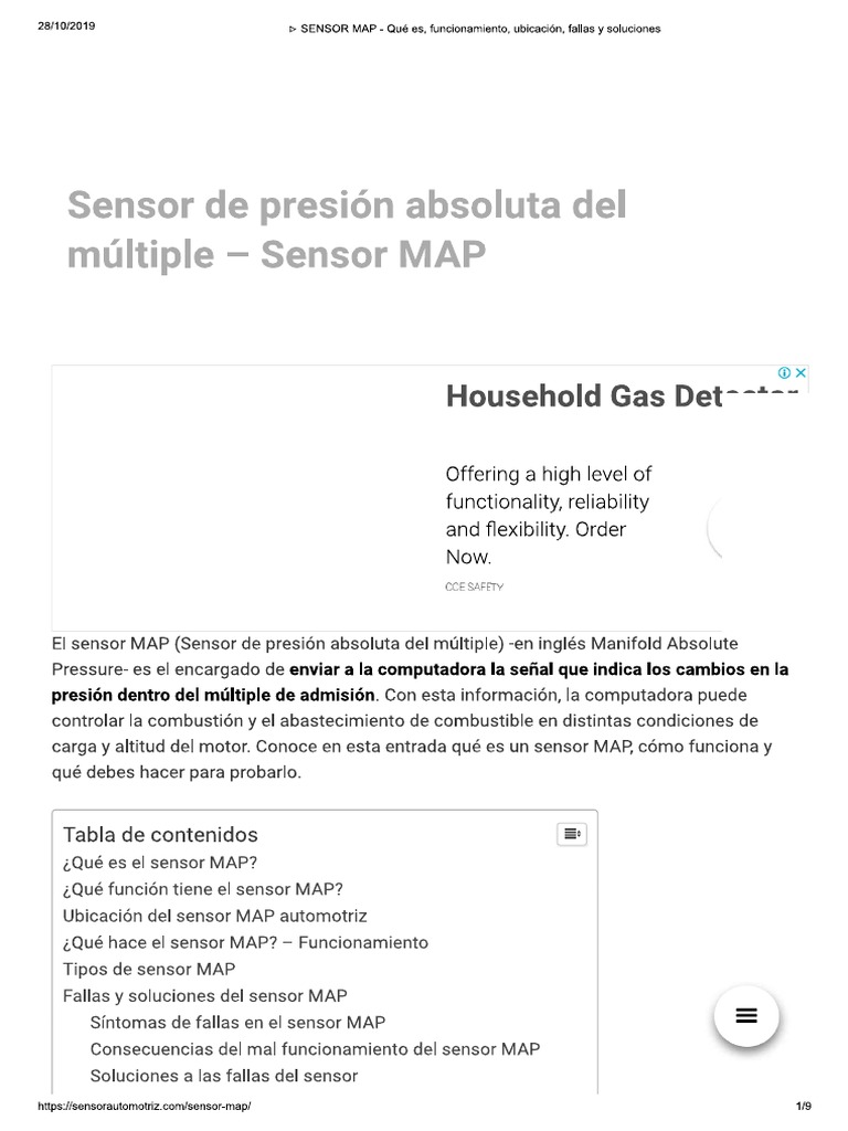 SENSOR MAP - Qué Es, Funcionamiento, Ubicación, Fallas y Soluciones PDF | PDF