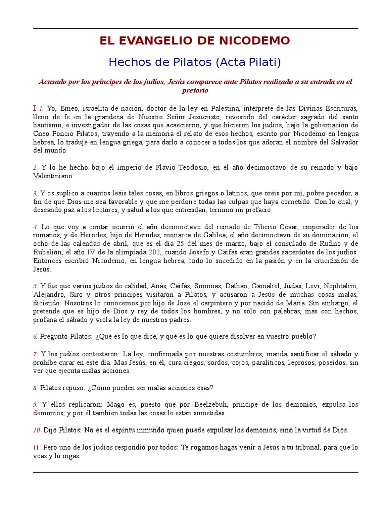 Apocrf Evangelio de Nicodemo Acta Pilati | PDF | Poncio Pilato | Jesús