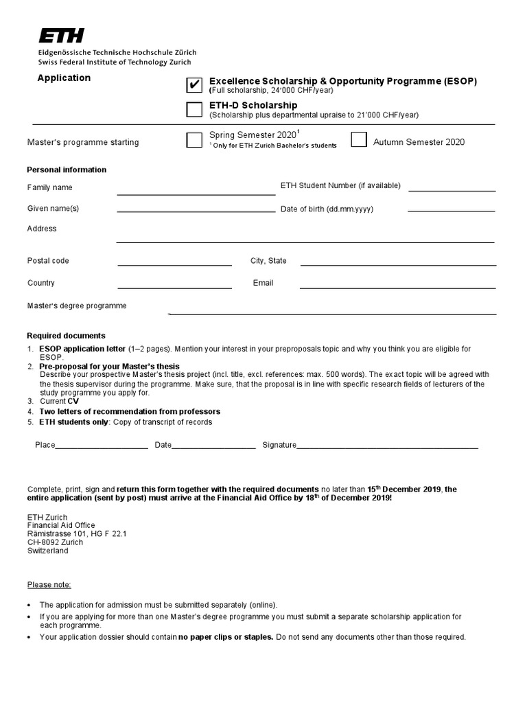 Esop Application Form PDF | PDF | Thesis | Master's Degree