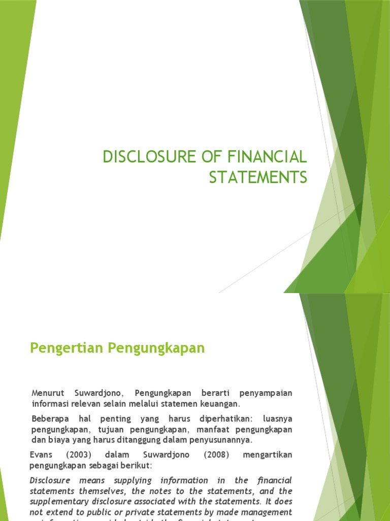 Disclosure of Financial Statements | PDF
