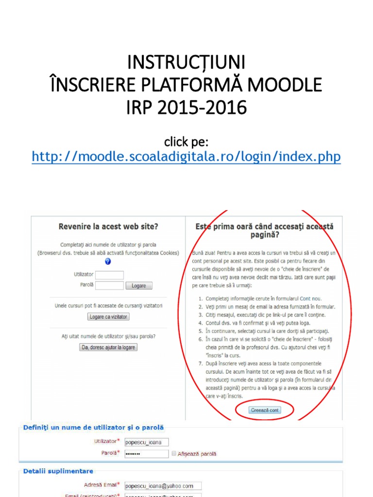 Instructiuni Moodle PDF | PDF