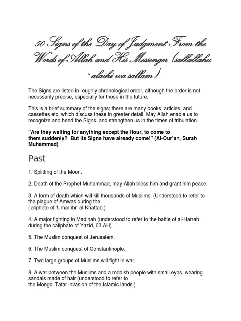 Signs of Day of Judgment | PDF | Muhammad | Abrahamic Religions