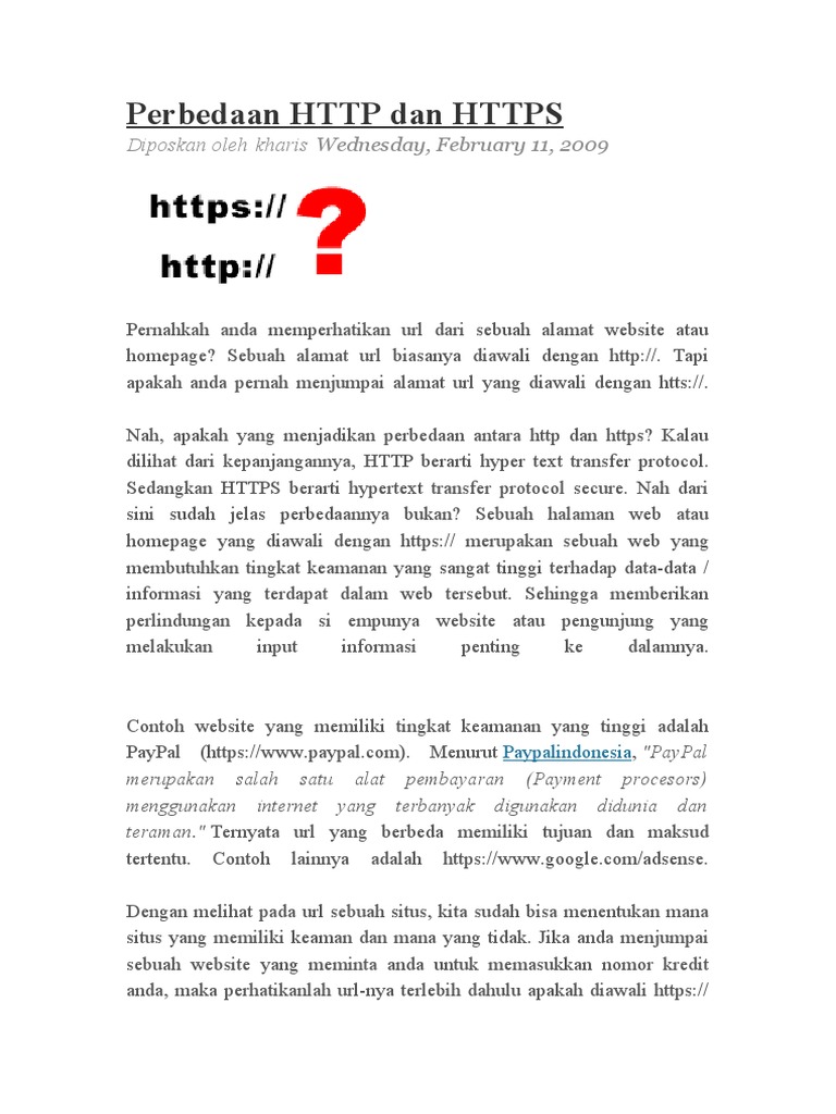 Perbedaan HTTP dan HTTPS | PDF