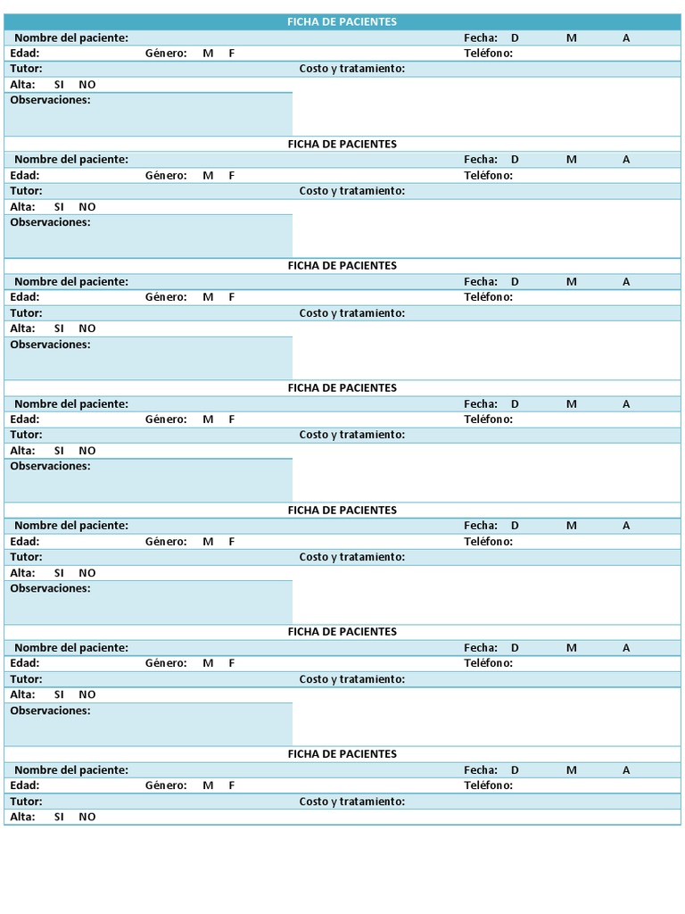 Ficha de Pacientes | Descargar gratis PDF | Medicina CLINICA ...