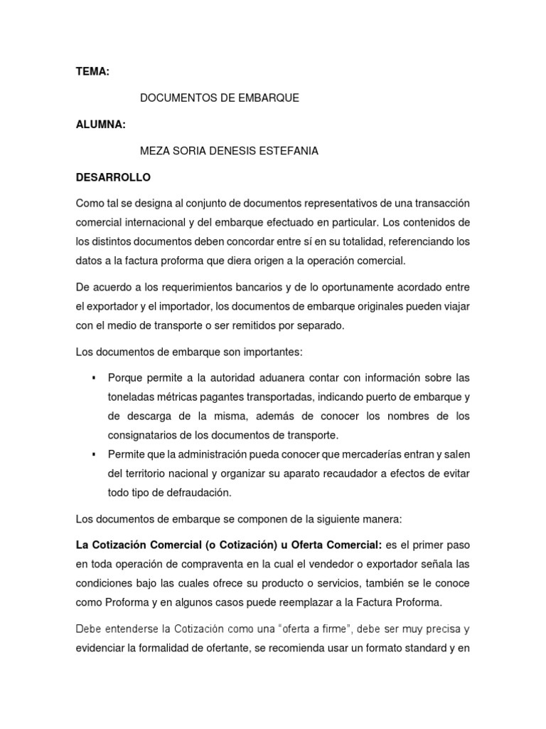 Documentos de Embarque | PDF | Factura | El comercio internacional