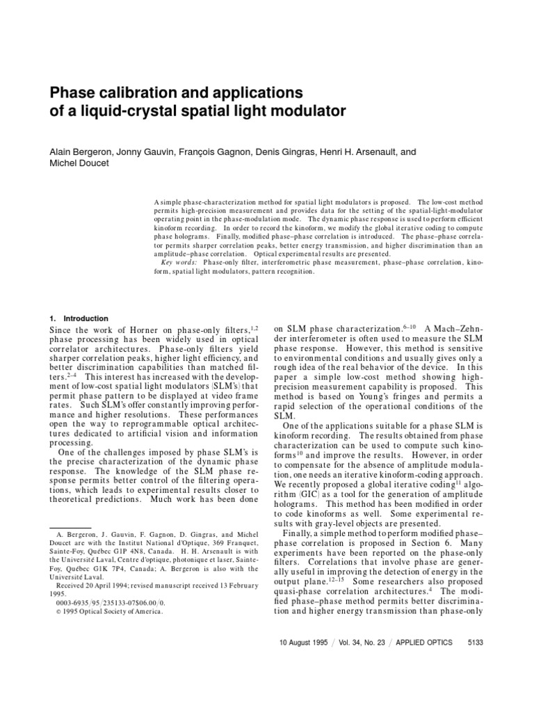 Phase Modulation SLM | PDF | Holography | Atomic