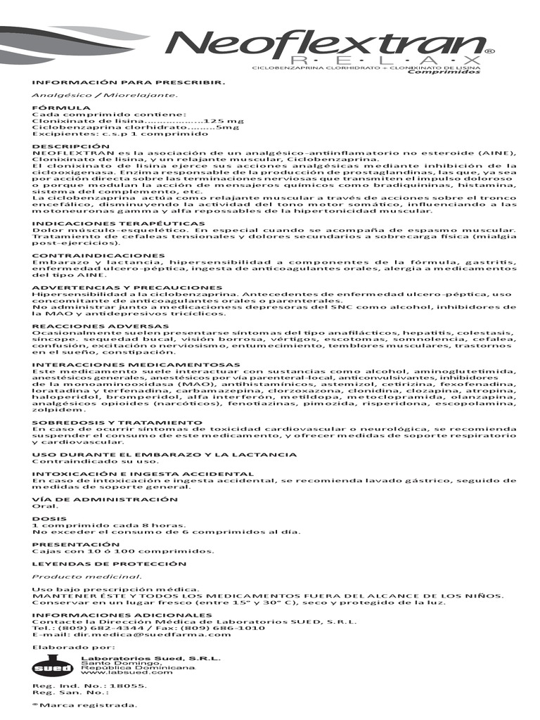 Analgésico y Relajante Muscular NEOFLEXTRAN | PDF | Droga anti ...