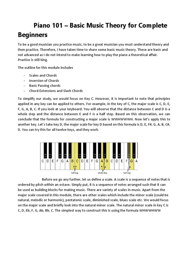 Piano 101: Basic Music Theory Guide | PDF | Chord (Music) | Scale (Music)