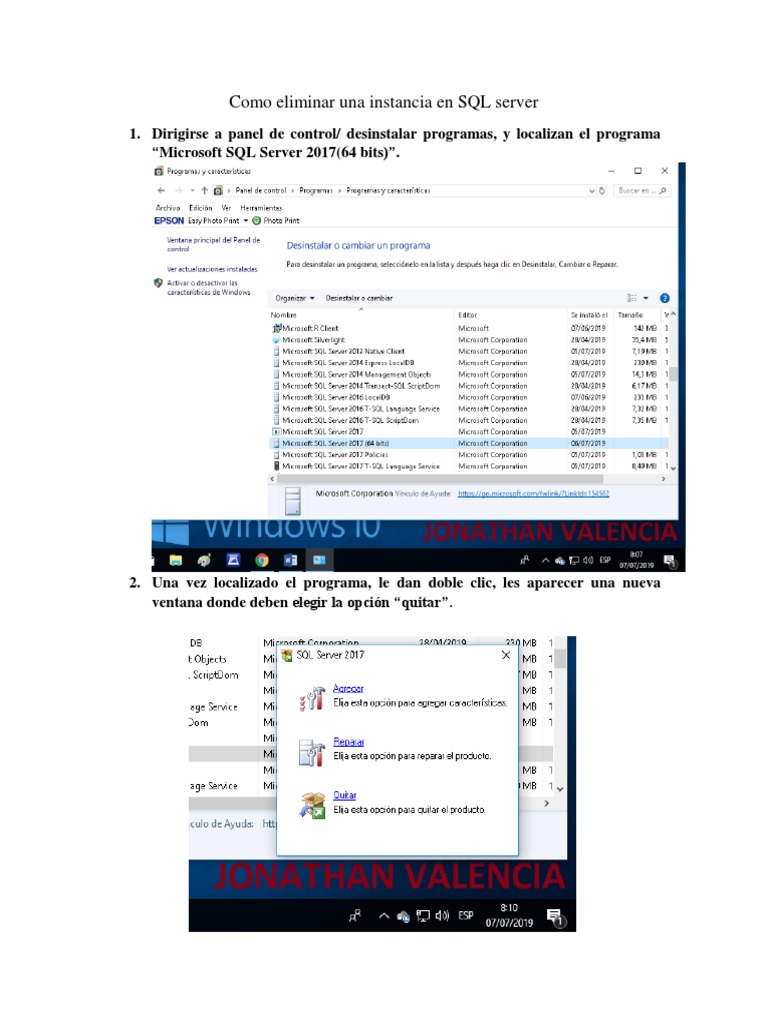 Como Eliminar Una Instancia en SQL Server | PDF