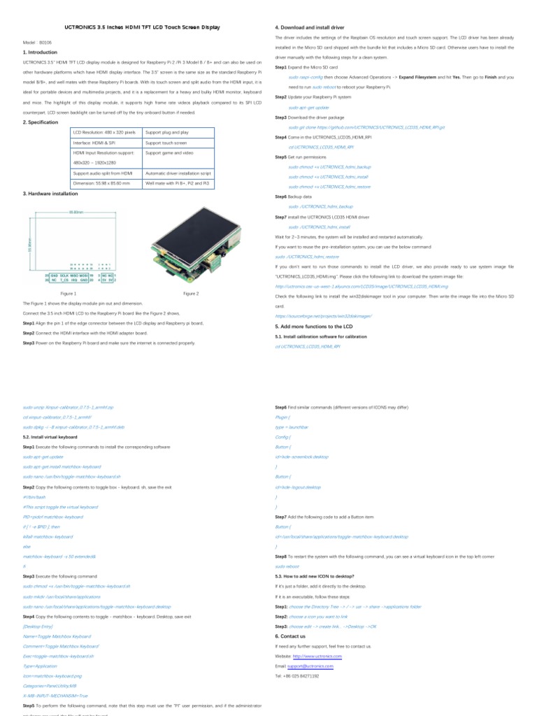 Uctronics 35 TFT LCD Touch Screen | PDF | Hdmi | Raspberry Pi