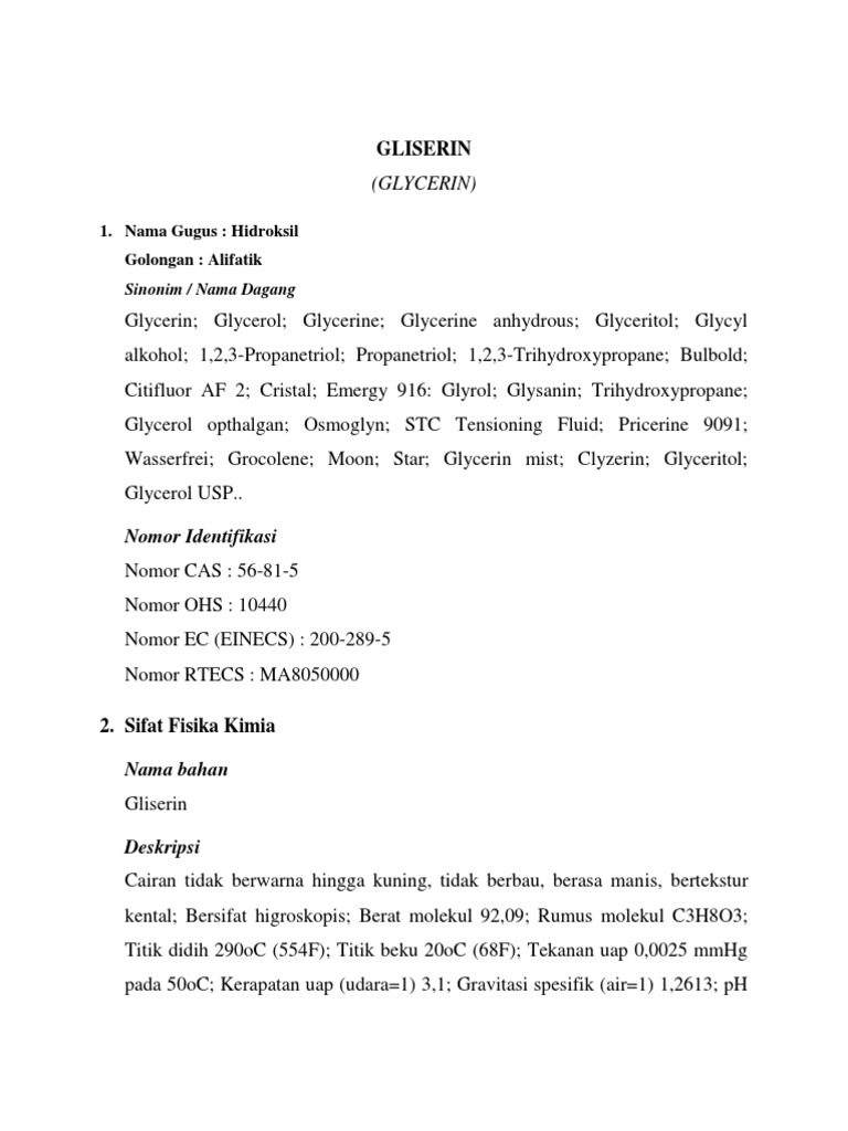 Gliserin MSDS Amc | PDF