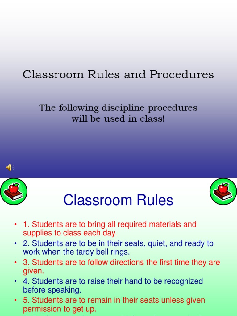 Classroom Rules and Procedures | Download Free PDF | Notebook | Homework