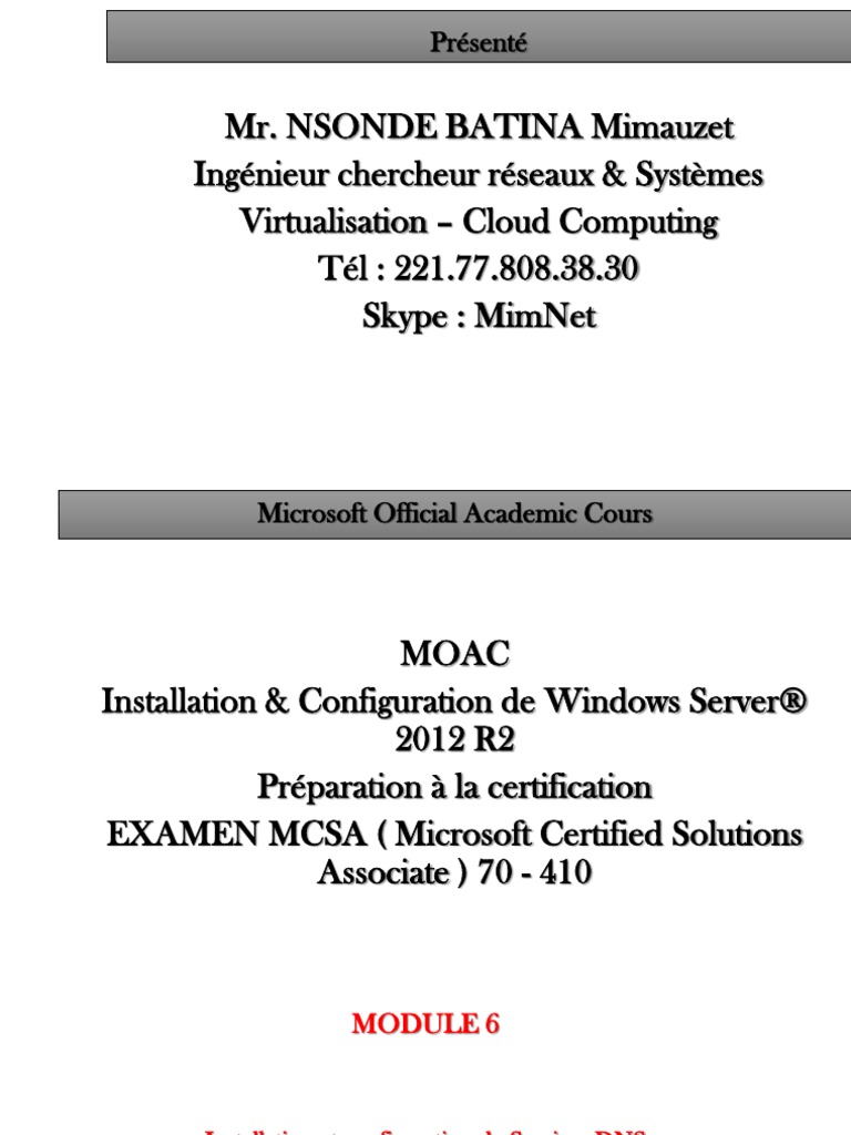 Cours06 Windows Server 2012 R2 Service DNS | PDF | Système de noms de ...
