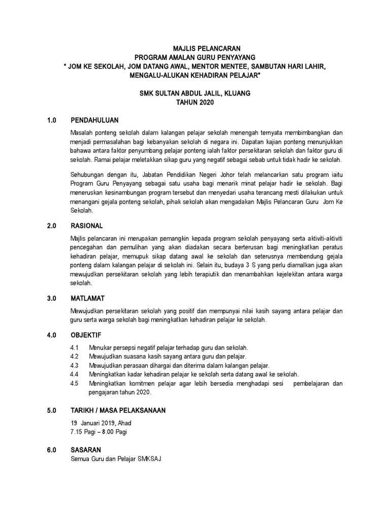 Majlis Pelancaran Sekolah Penyayang | PDF