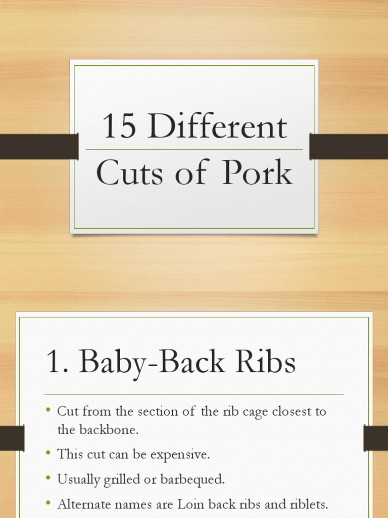 15 Different Cuts of Pork | PDF | Pork | Animal Products