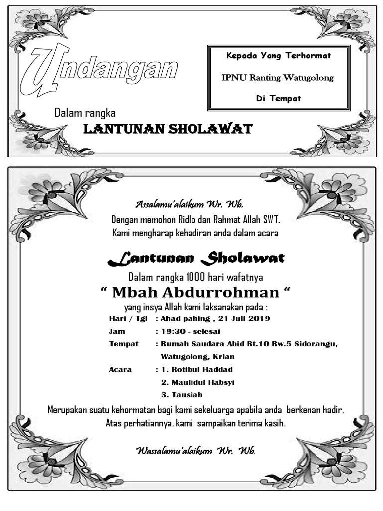 Undangan Sholawat | PDF