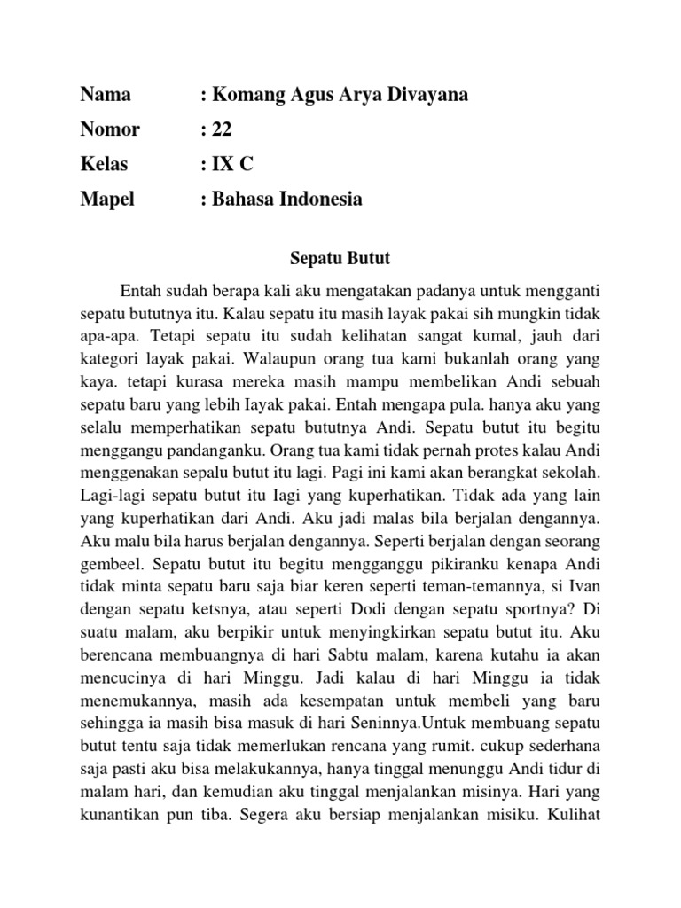 Mengapa Andi Tak Ganti Sepatu Butut? | PDF