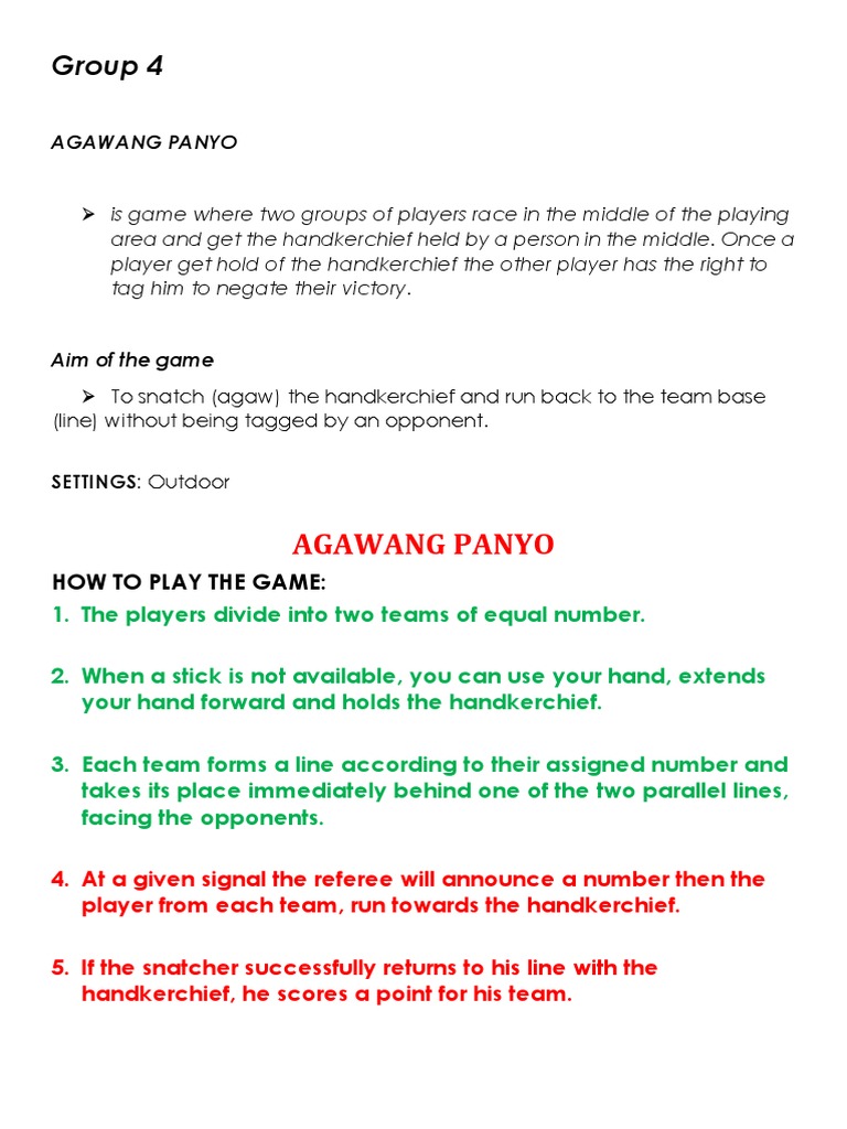 Agawang Panyo Game Mechanics Explained | PDF | Sports & Recreation