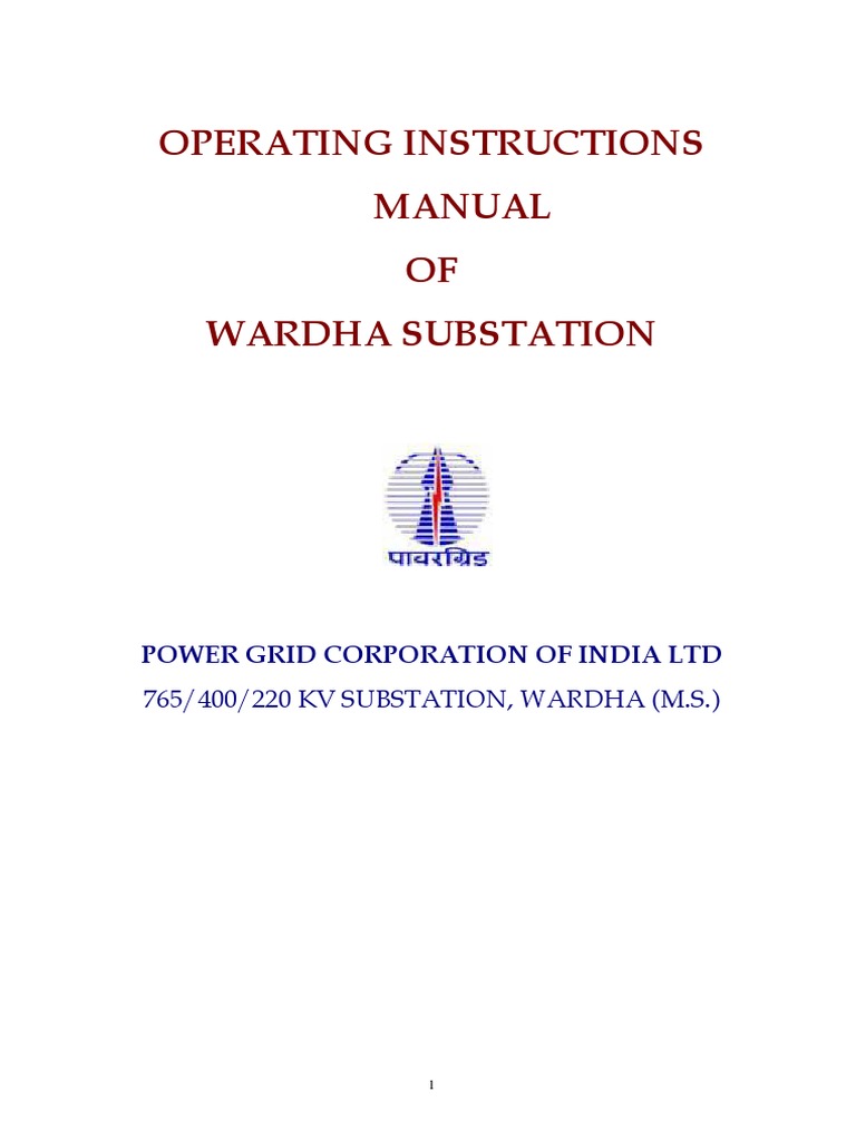 Wardha Substation Operating Manual | PDF | Electrical Substation ...