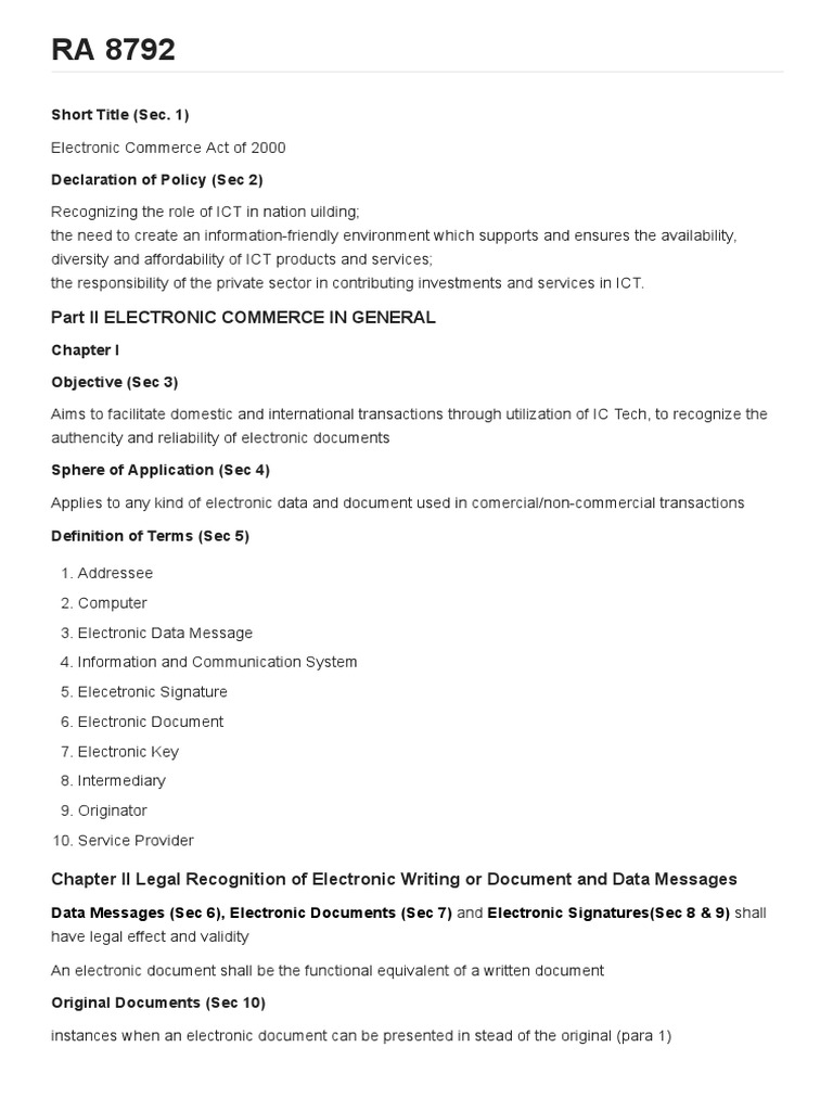 Ra 8792 PDF | PDF | U.S. Securities And Exchange Commission | Public Sphere