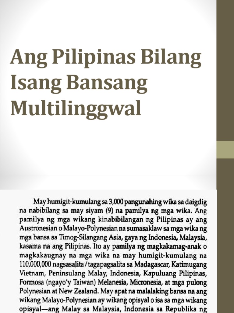 Ang Pilipinas Bilang Isang Bansang Multilinggwal | PDF