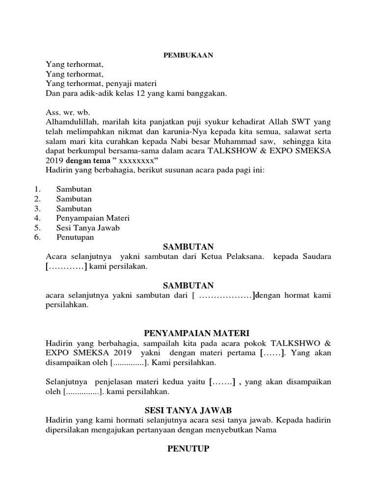 Contoh Naskah Moderator Seminar | PDF