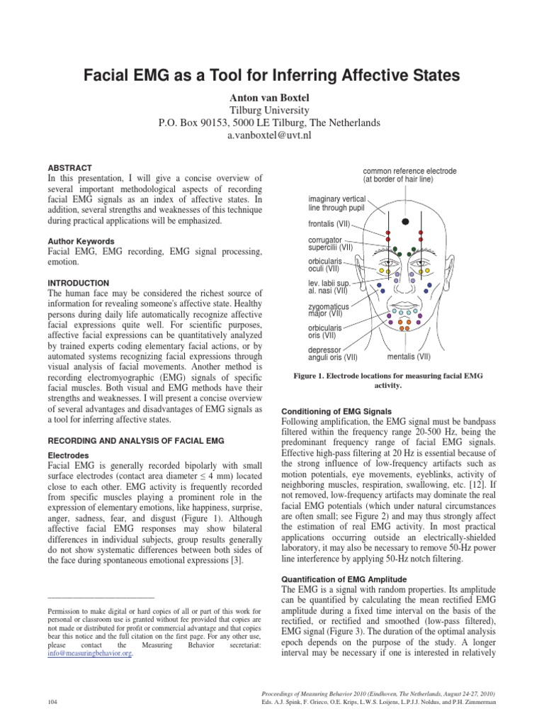 Facial EMG As A Tool For Inferring Affective States PDF | PDF ...