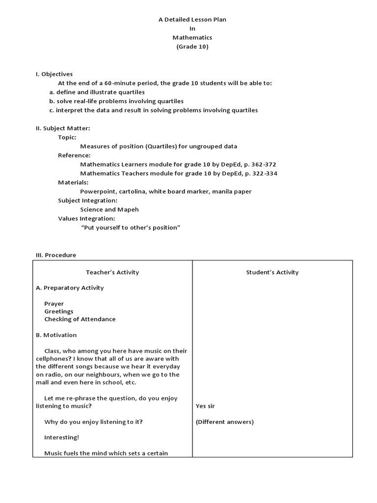 Grade 10 Math Lesson on Quartiles | PDF | Interpolation | Quartile