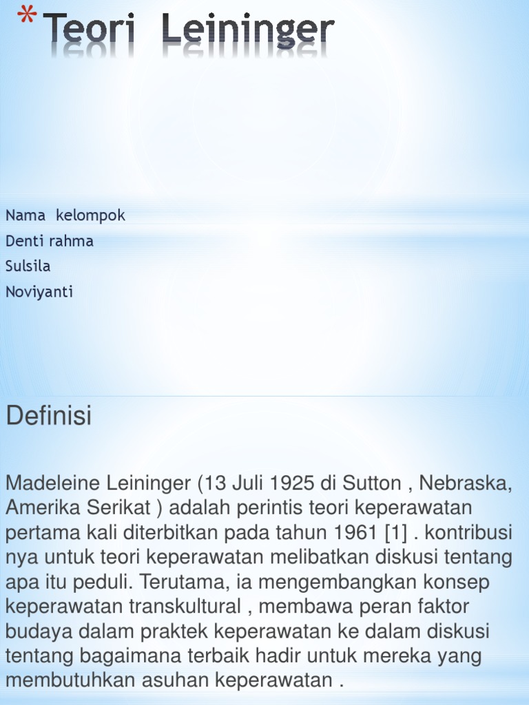 Teori Leininger PPT Falsafah | PDF