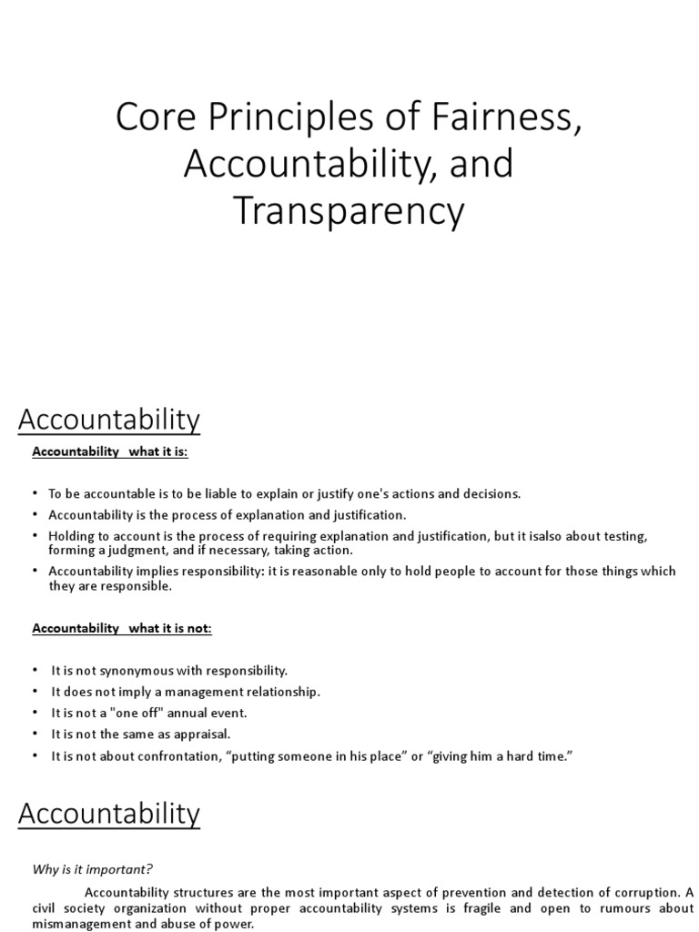 Core Principles of Fairness, Accountability, and Transparency | PDF ...