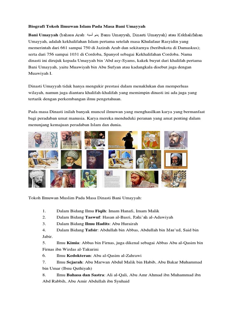 Biografi Tokoh Ilmuwan Islam Pada Masa Bani Umayyah | PDF