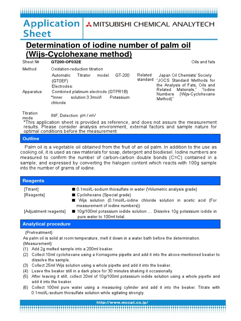 Wijs-Cyclohexane Method | PDF | Titration | Chemistry