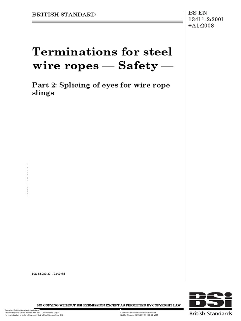 Terminations For Steel Wireropes-Safety - Splicing of Eyes For Wire ...