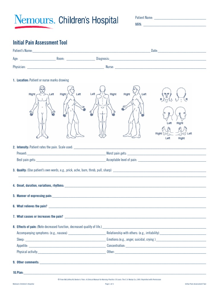 NCH Pain Management Intake | PDF | Pain | Disability