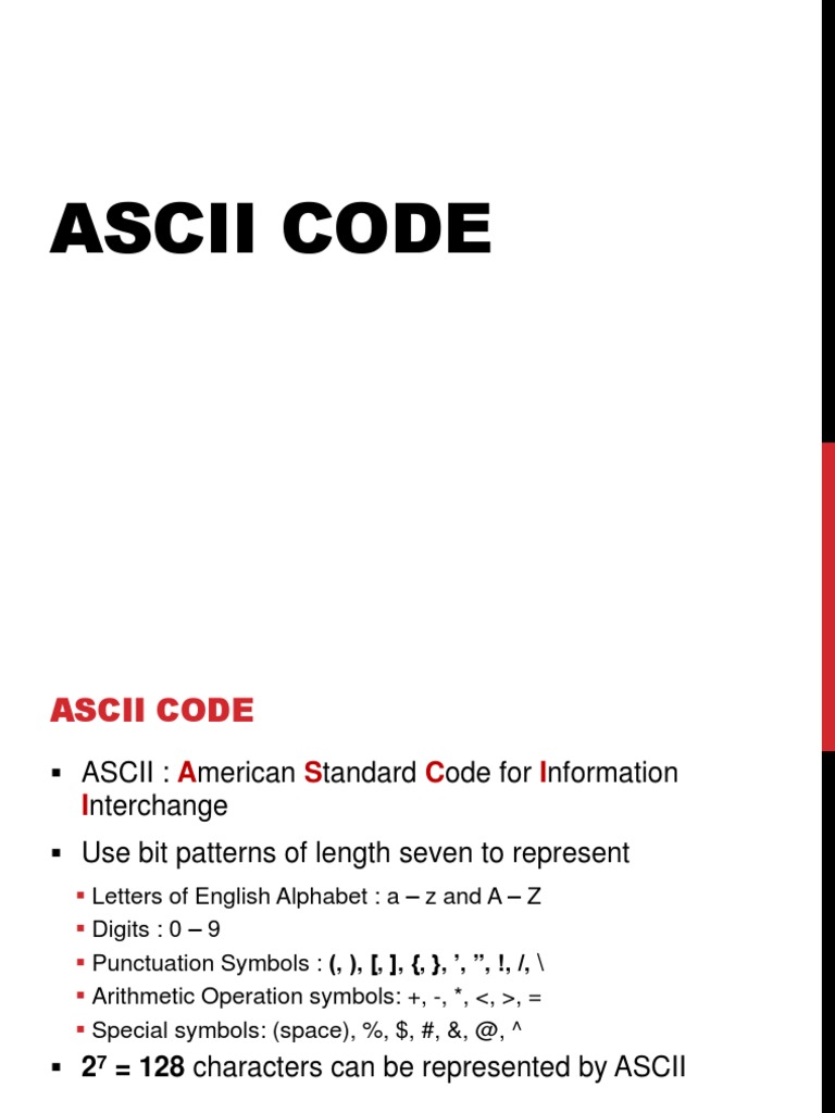Ascii Code | PDF | Integer (Computer Science) | Ascii