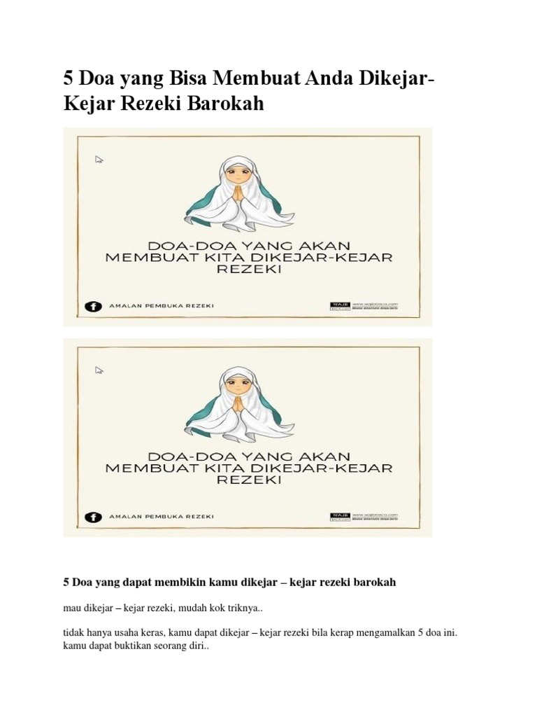 5 Doa Yang Bisa Membuat Anda Dikejar Rizki | PDF