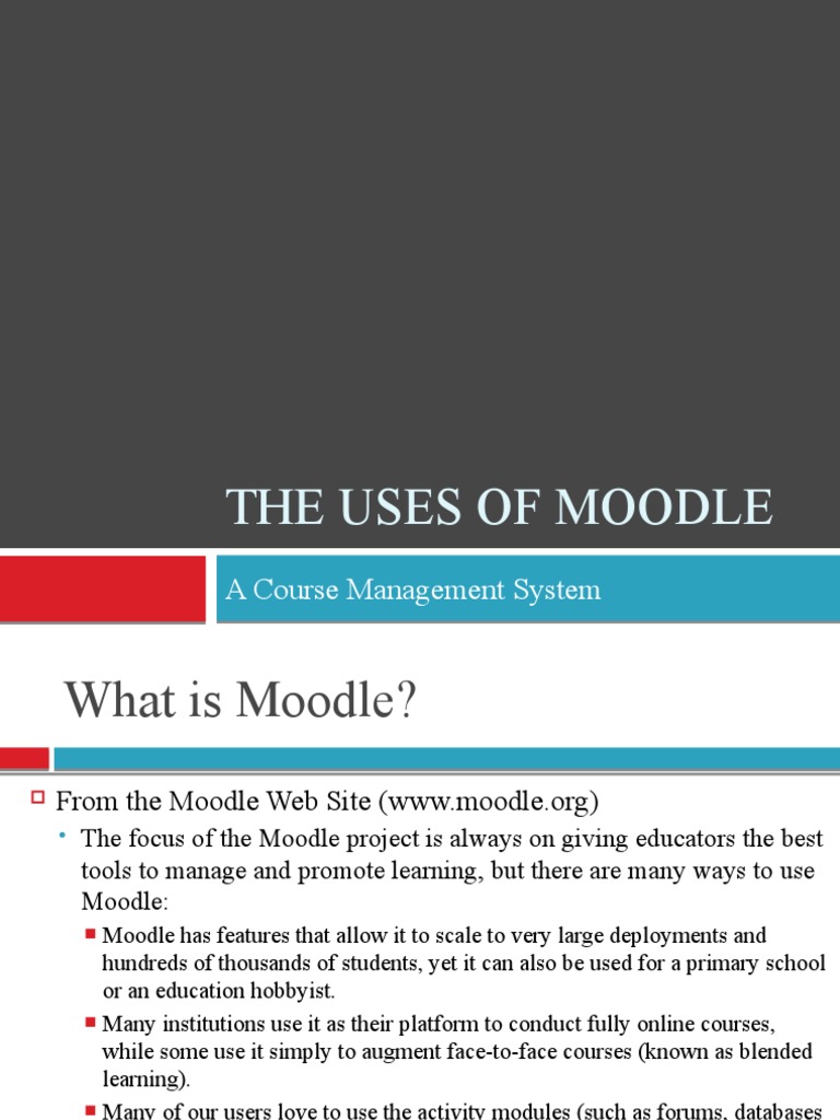 The Uses of Moodle: A Course Management System | PDF | Moodle ...